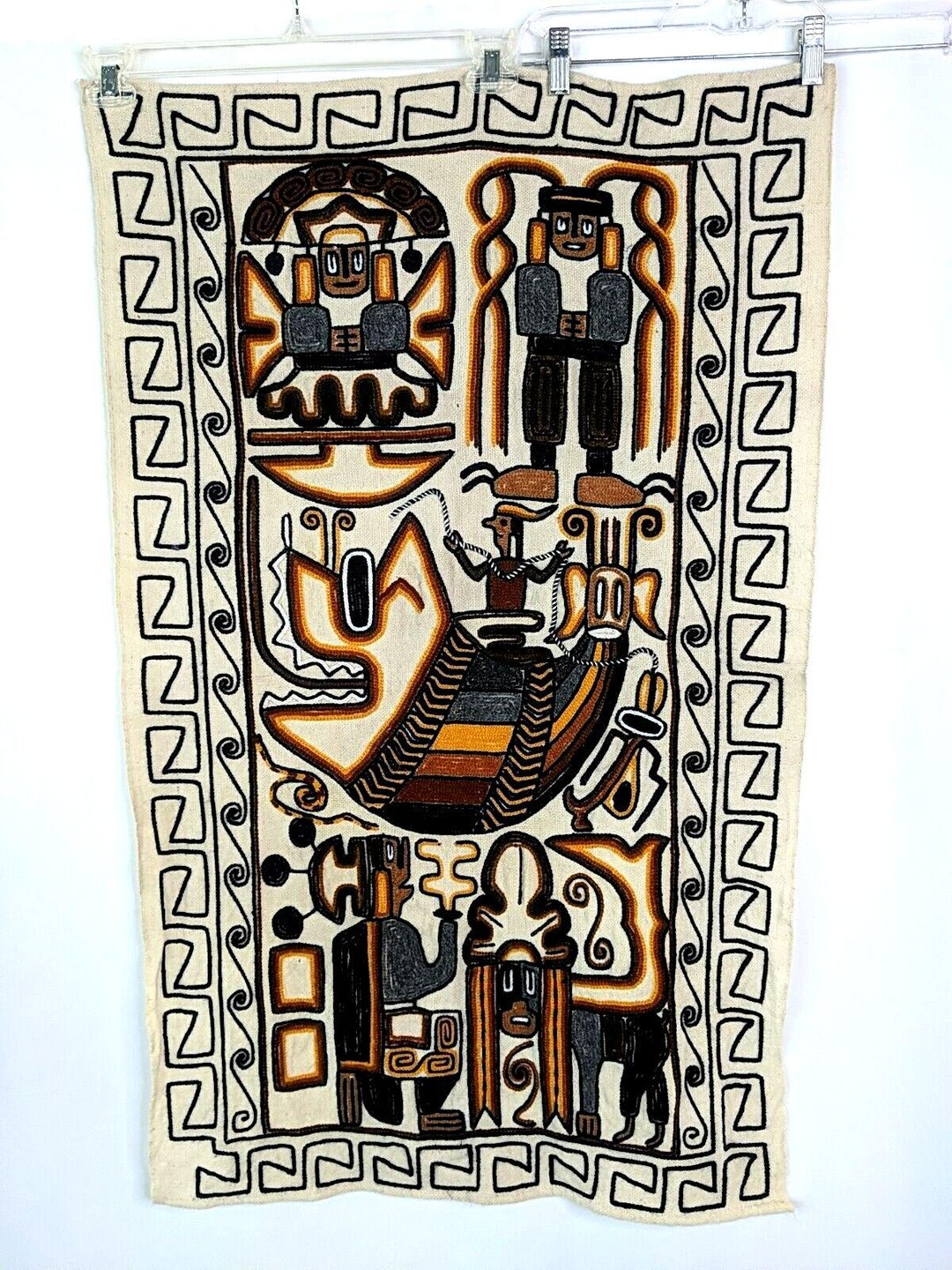 Vintage Embroidered Aztec Mayan Inca Wall Hanging Folk Art Hand Woven ...