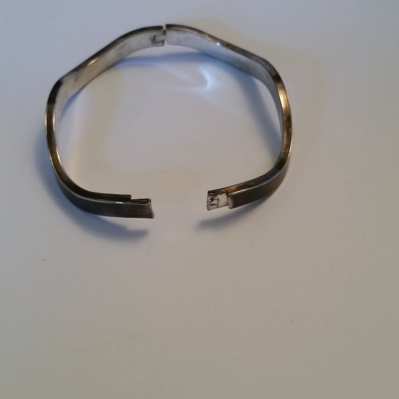 Sterling Silver Wavy Hinged Bangle Bracelet Stamped 925 | Etsy