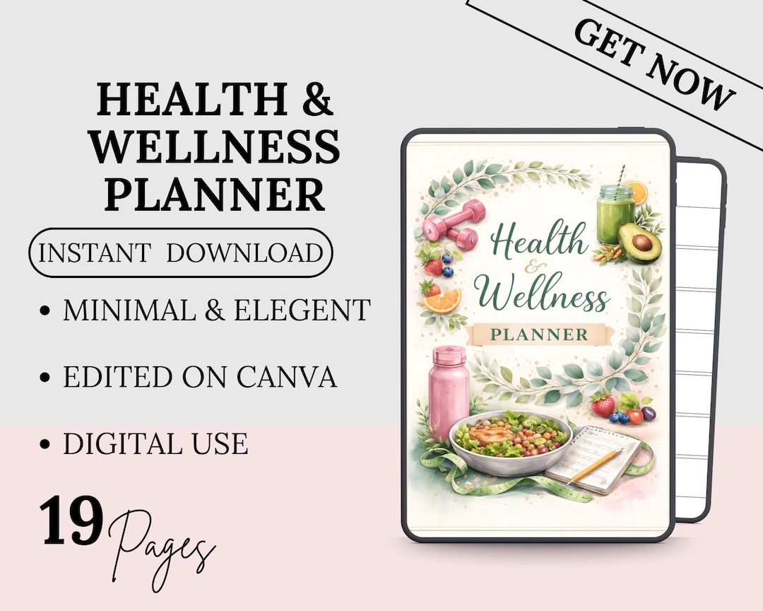 Health Wellness Planner Printable, Fitness Tracker Journal, Self Care ...