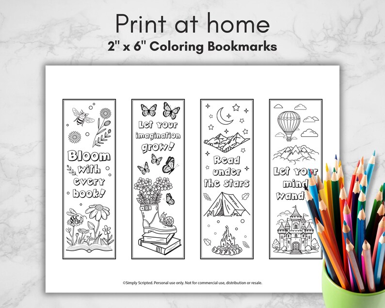Nature Coloring Bookmarks for Kids, Printable Reading Activity, Library ...