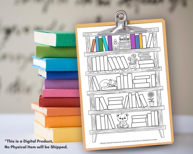 50 Books Reading Challenge, Coloring Bookshelf Tracker, Printable Kids ...