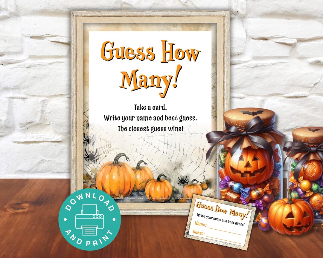 Halloween Guess How Many Game, Guessing Game, Halloween Party Game ...
