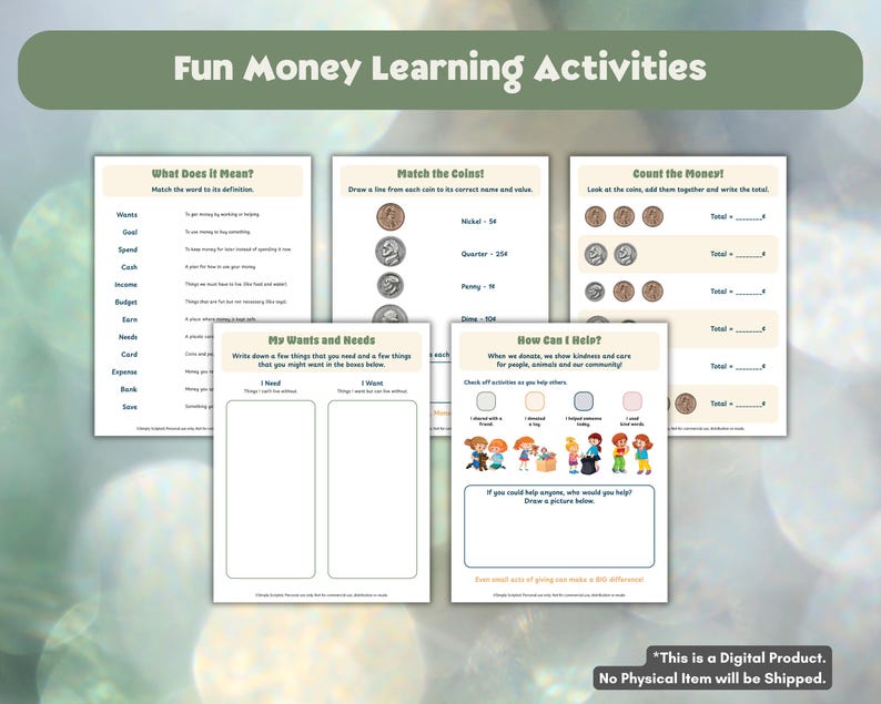 Financial Literacy Workbook, Printable Budgeting for Kids, Money ...