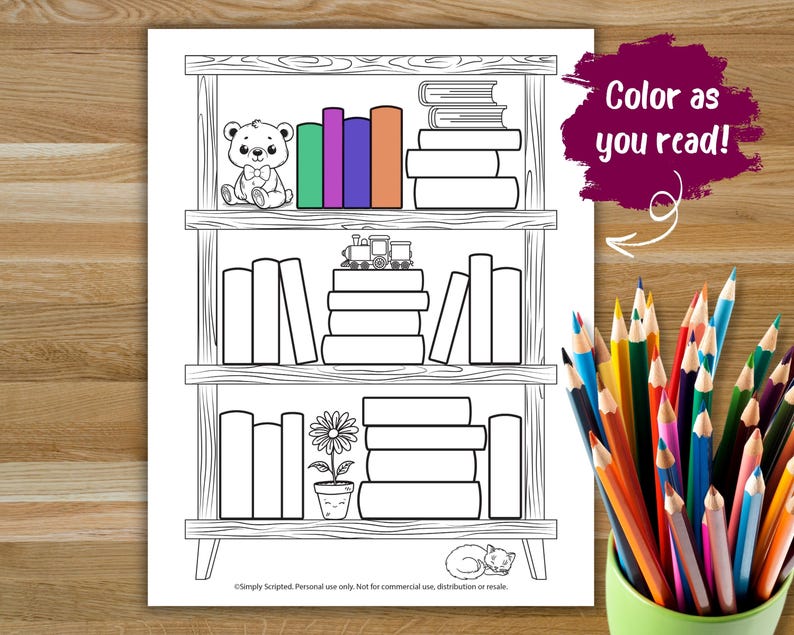 25 Books Reading Challenge, Coloring Bookshelf Tracker, Printable Kids ...