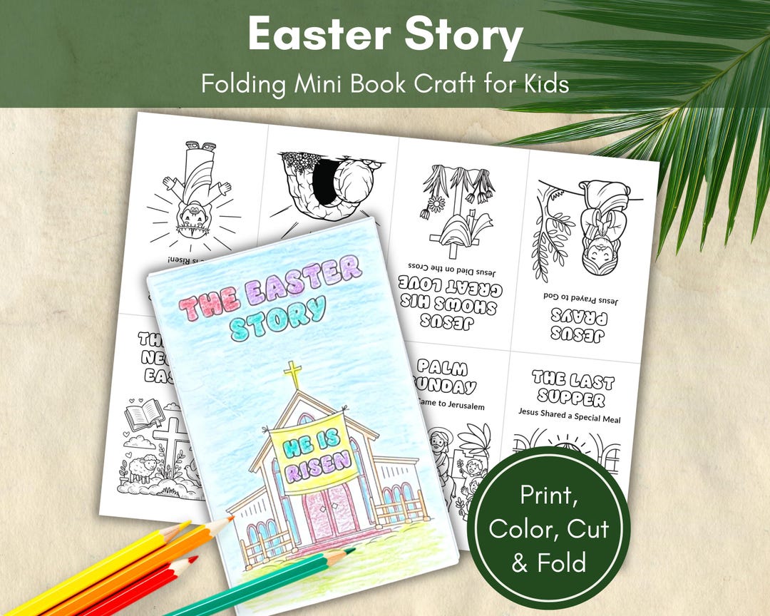 Easter Story Mini Book, Sunday School Craft, Christian Easter Coloring ...