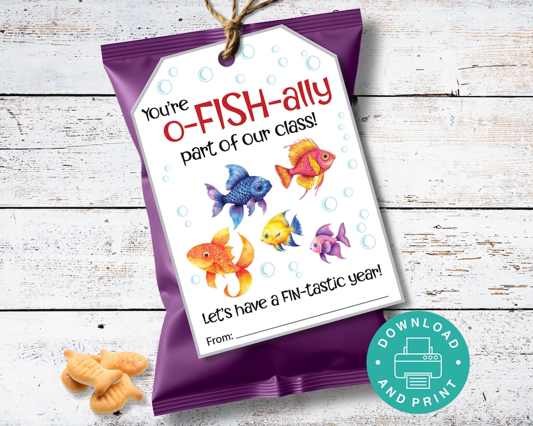 Back to School Fish Gift Tag, Printable O-fishally A Great Year Favor ...