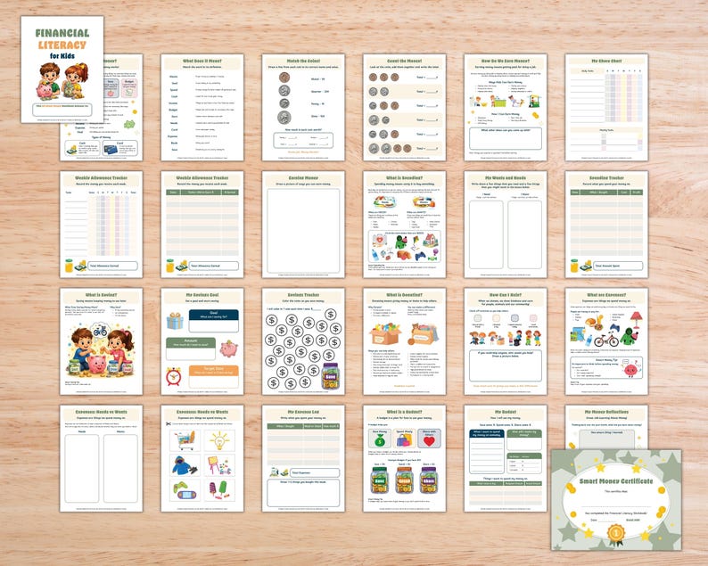 Financial Literacy Workbook, Printable Budgeting for Kids, Money ...