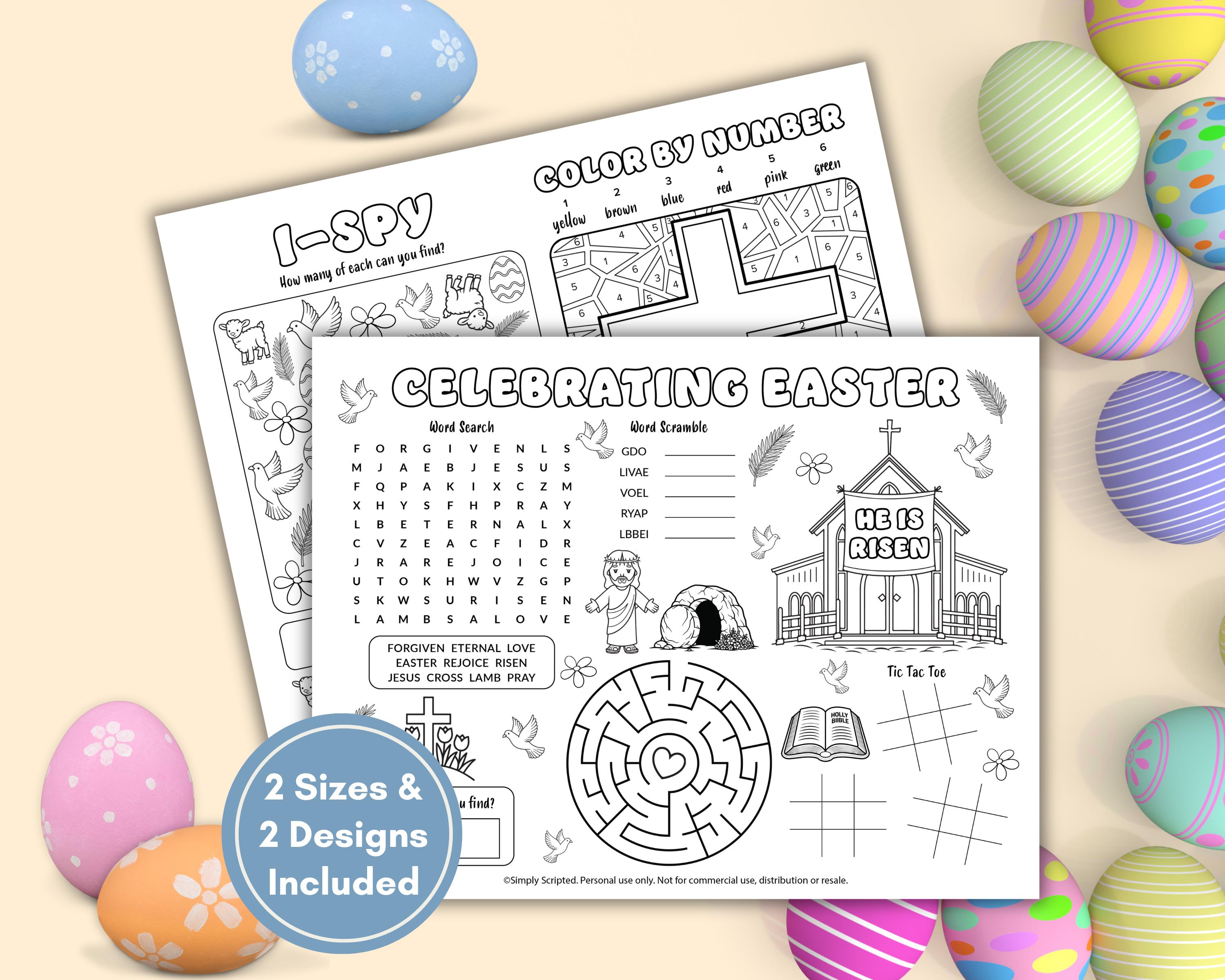 Easter Bible Activity Placemat, Sunday School Coloring, Christian ...
