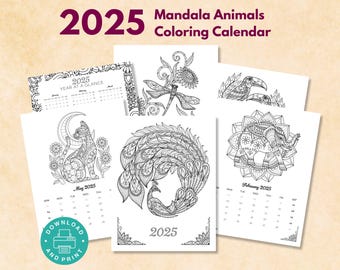 2025 Mandala Printable Coloring Calendar - Etsy