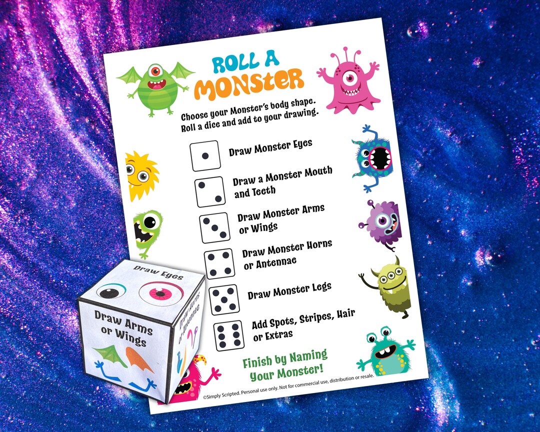Roll a Monster Game, Monster Dice Game, Printable Halloween Game ...