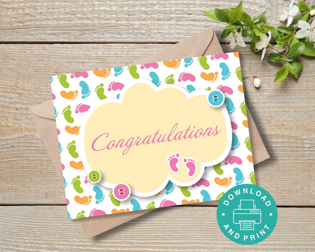 Printable Baby Shower Card, Baby Sprinkle Card, Baby Feet, Baby ...
