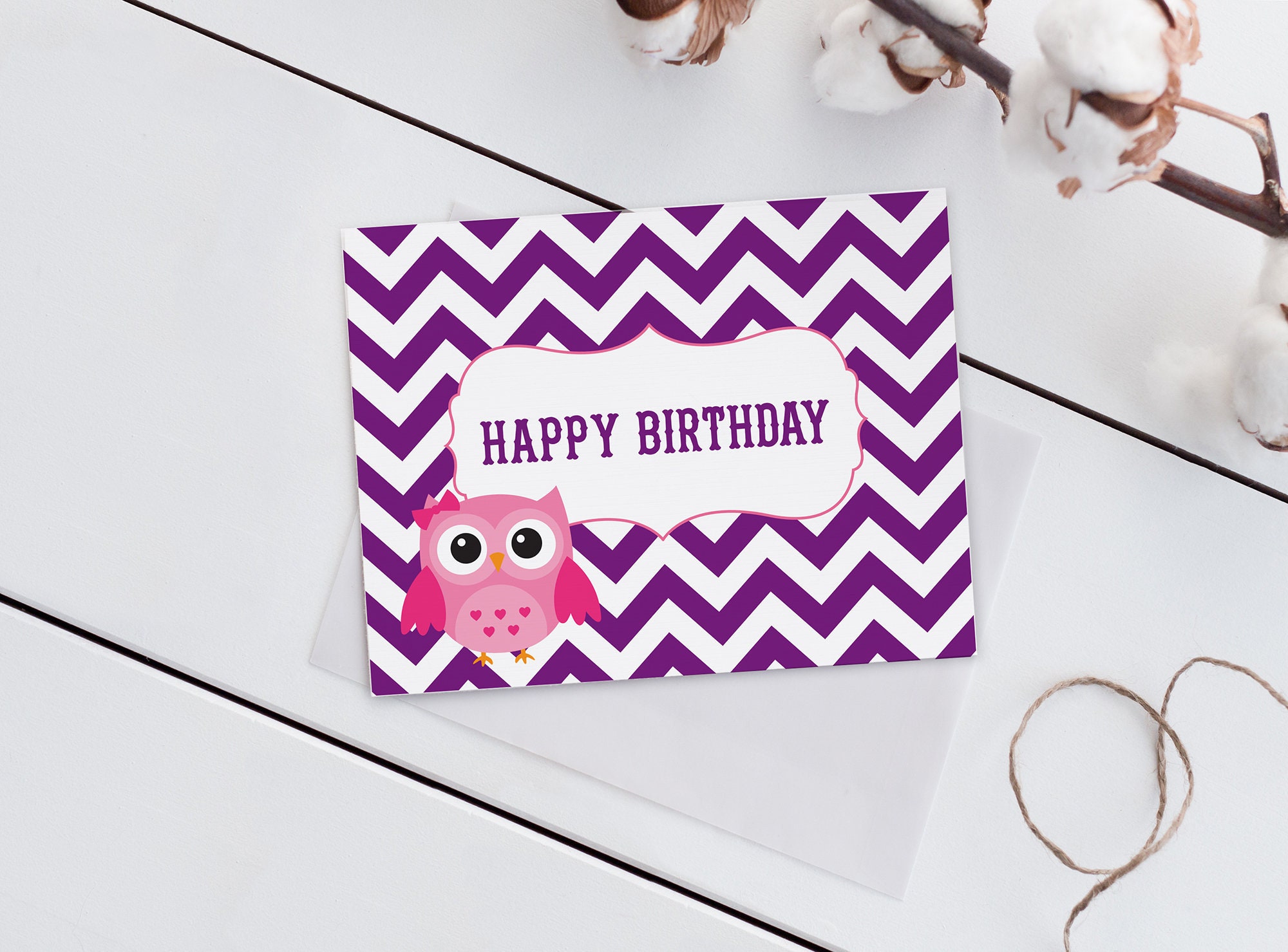 Printable Birthday Card, Kids Birthday Card, Chevron Birthday Card, 2 ...