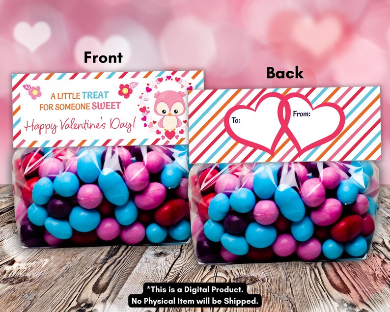 Valentine Treat Bag Topper, Printable Bag Topper, Classroom Valentine ...