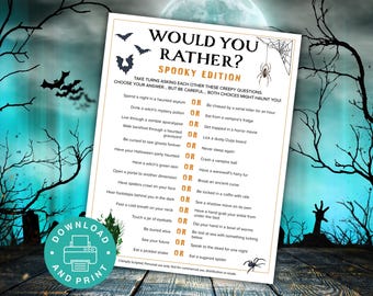 Halloween Would You Rather Printable, This or That Game, Halloween ...
