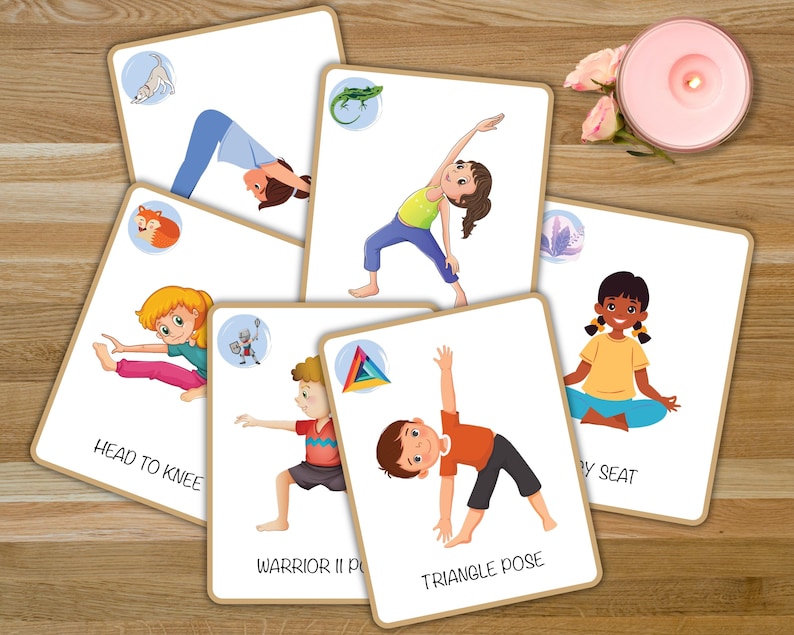 20 Kids Yoga Poses, Yoga Flashcards, Kids Movement Activity, Yoga for ...