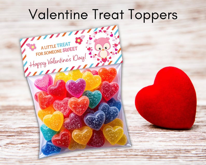 Valentine Treat Bag Topper, Printable Bag Topper, Classroom Valentine ...