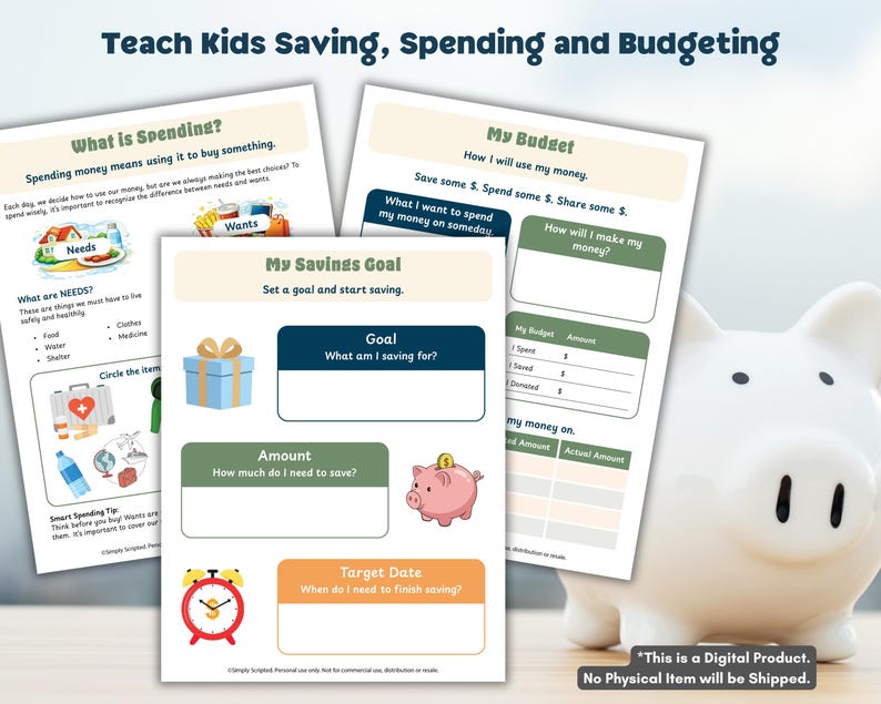 Financial Literacy Workbook, Printable Budgeting for Kids, Money ...