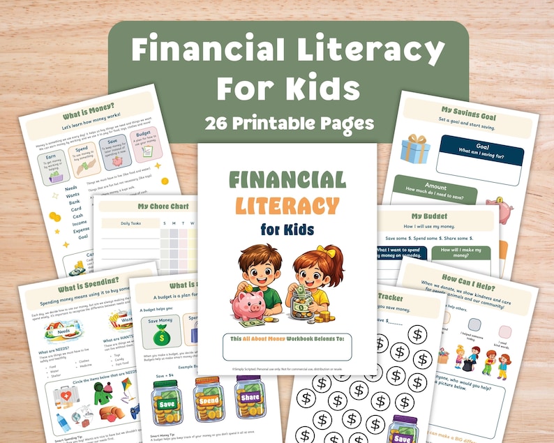 Financial Literacy Workbook, Printable Budgeting for Kids, Money ...