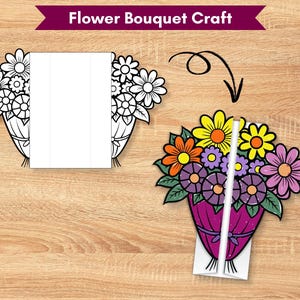 Printable Flower Bouquet Coloring Card: Mother's Day DIY Craft (PDF) - Etsy