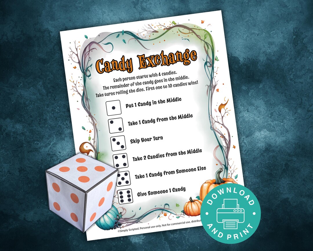 Candy Dice Game, Halloween Candy Exchange Dice Game, Printable ...