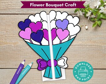 Printable Flower Bouquet Coloring Card: Mother's Day DIY Craft (PDF) - Etsy