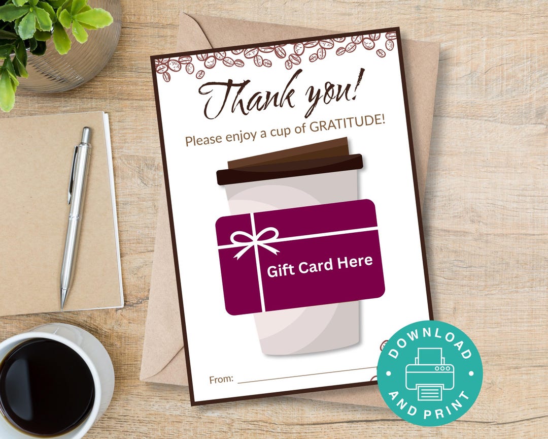 Cup of Gratitude Gift Card Holder, Printable Teacher Appreciation ...