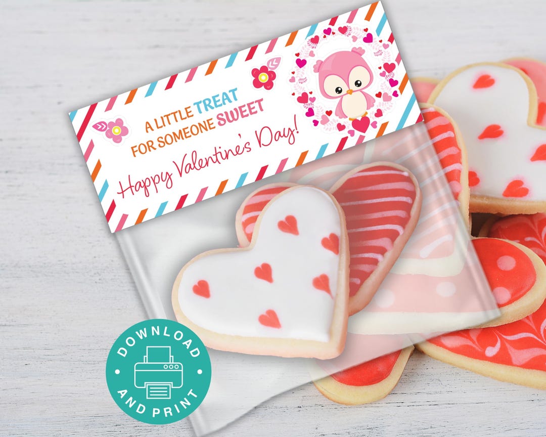 Valentine Treat Bag Topper, Printable Bag Topper, Classroom Valentine ...