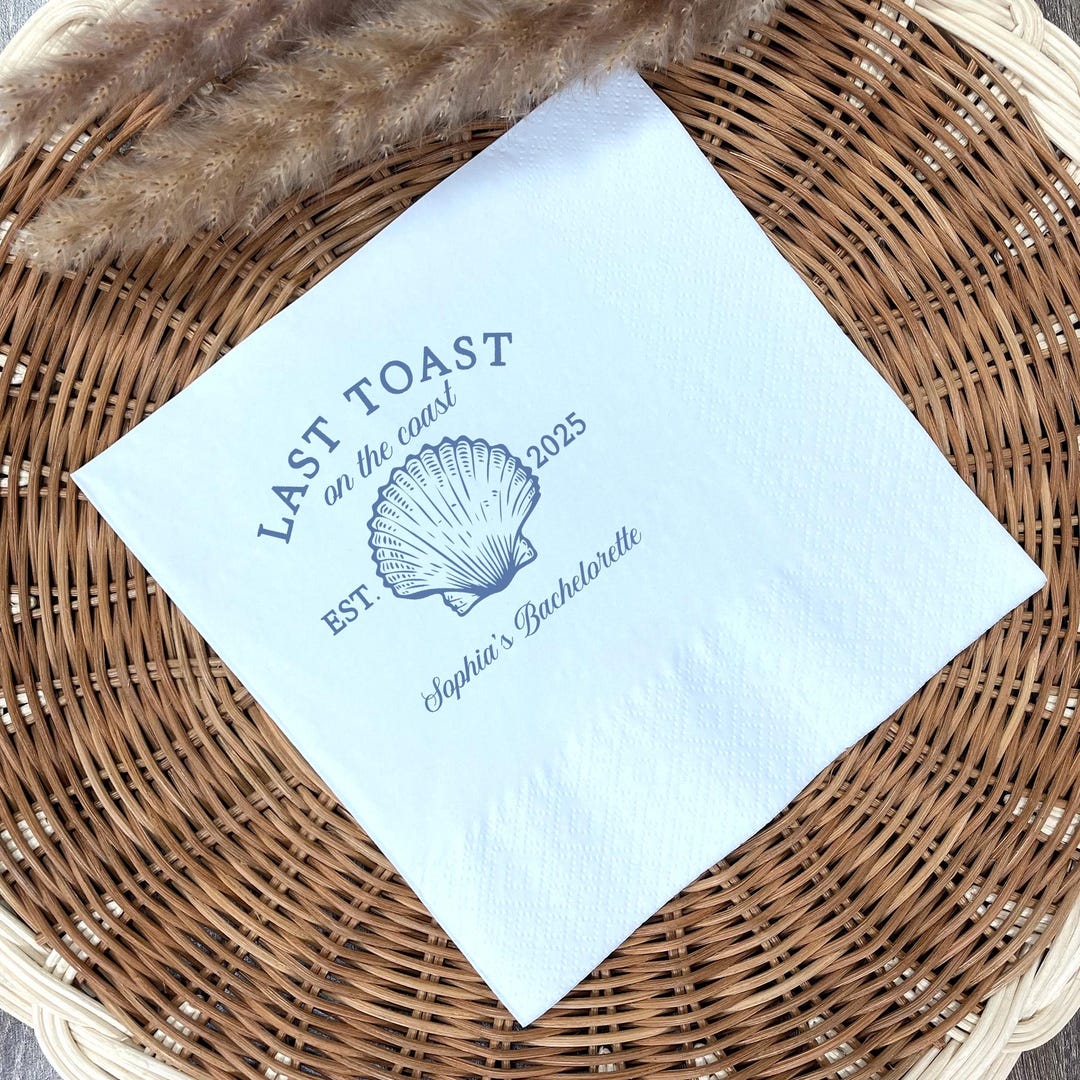 Personalized Last Toast on the Coast Bachelorette Napkins, Custom ...