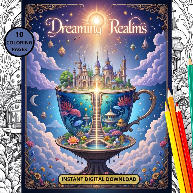 Dreaming Realms – A Fantasy Coloring Escape | Surreal Worlds and ...