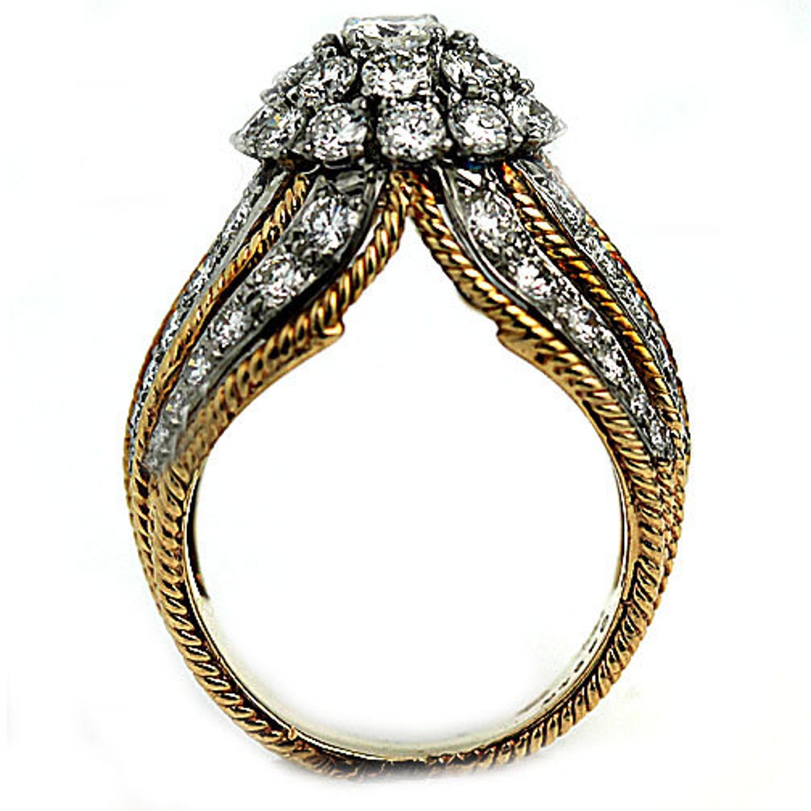 Retro Diamond Ring Vintage Diamond Ring Retro Ring 14K Yellow - Etsy