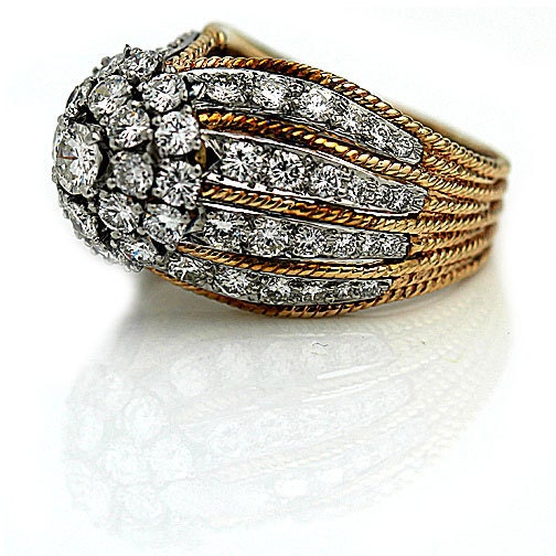 Retro Diamond Ring Vintage Diamond Ring Retro Ring 14K Yellow Gold 5 ...