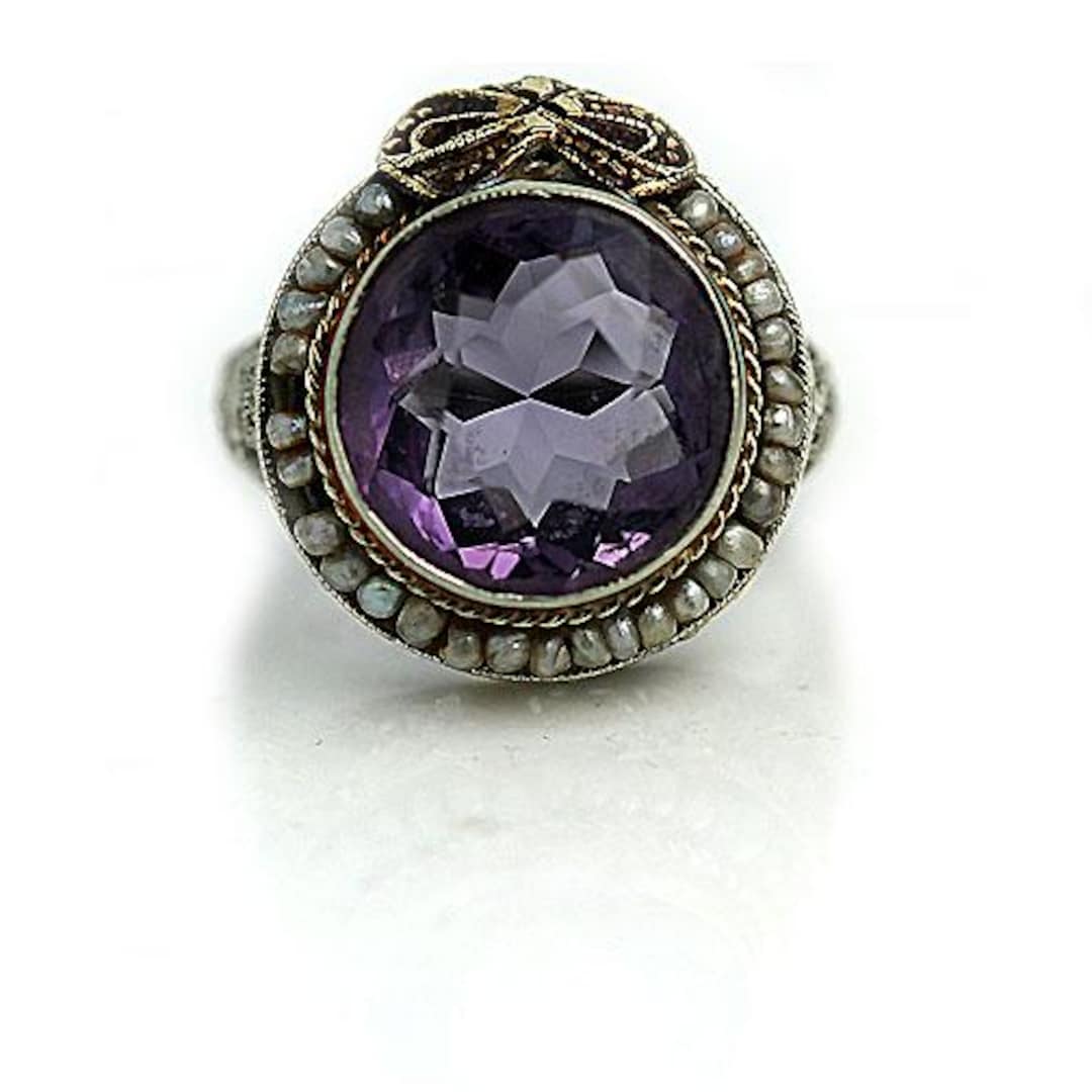 Antique Amethyst Ring Art Deco 1930s 14K Two Tone Vintage Amethyst the ...