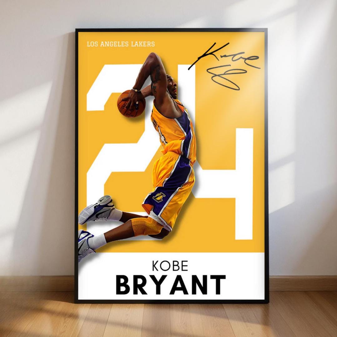 Kobe Bryant Poster LA Lakers Poster, NBA Poster Sport Poster Mid ...
