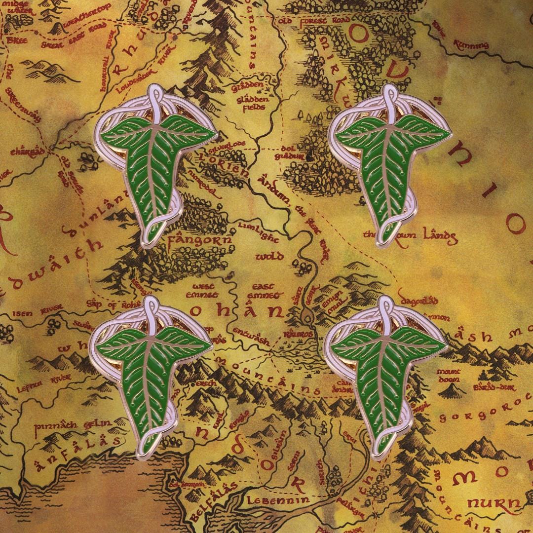 Leaves of Lorien Enamel Pin | LOTR Fantasy Cloak Brooch (4-piece) - Etsy