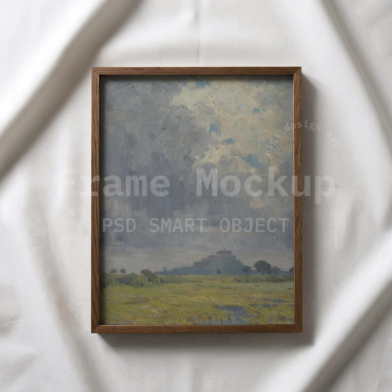 Natural Wood Frame Mockup on White Fabric,poster Display on Soft Bed ...