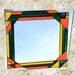 Painted Art Deco Mirror - Orange, Green and Yellow Wall Art 30x30cm - Etsy