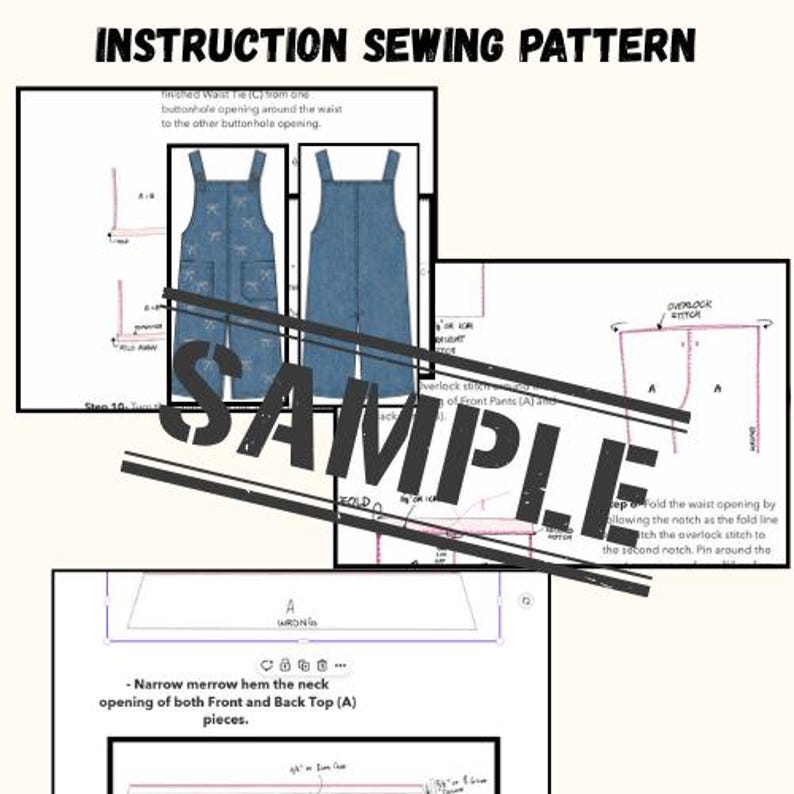 Overalls Sewing Pattern for Kids , Jumpsuit Pattern for Girls Dungarees ...