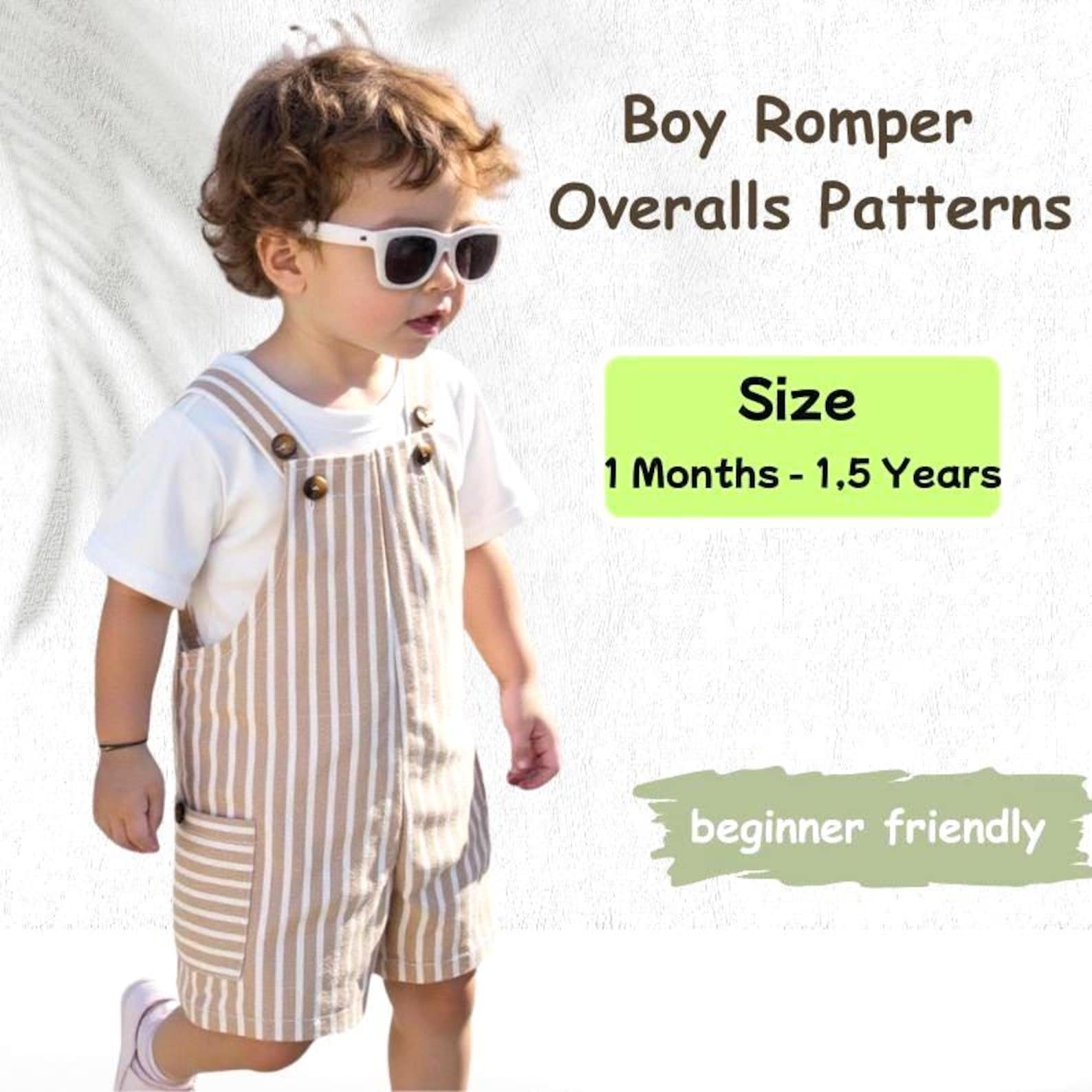 Kids Overalls Sewing Pattern – Baby & Toddler Romper (PDF Pattern, 1-18 ...