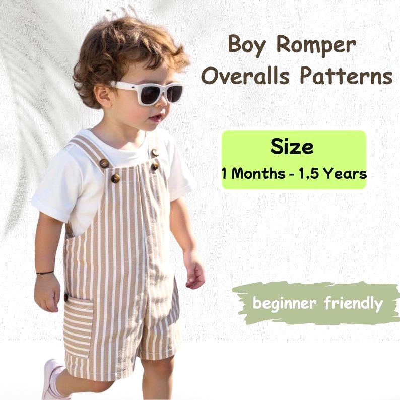 Kids Overalls Sewing Pattern – Baby & Toddler Romper (PDF Pattern, 1-18 ...