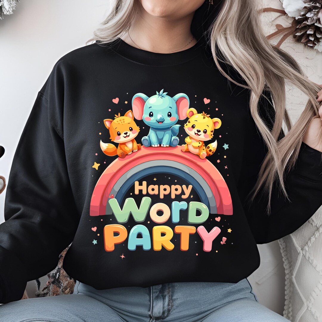 Happy Word Party PNG Cute Baby Animal Clipart Toddler Birthday Digital ...