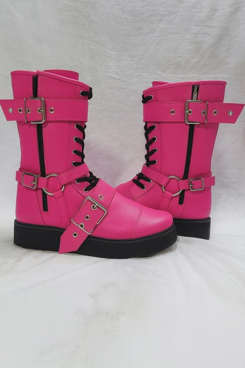 Pro Wrestling Leather Boots Unisex | Pink Combat Wrestling Shoes - Etsy