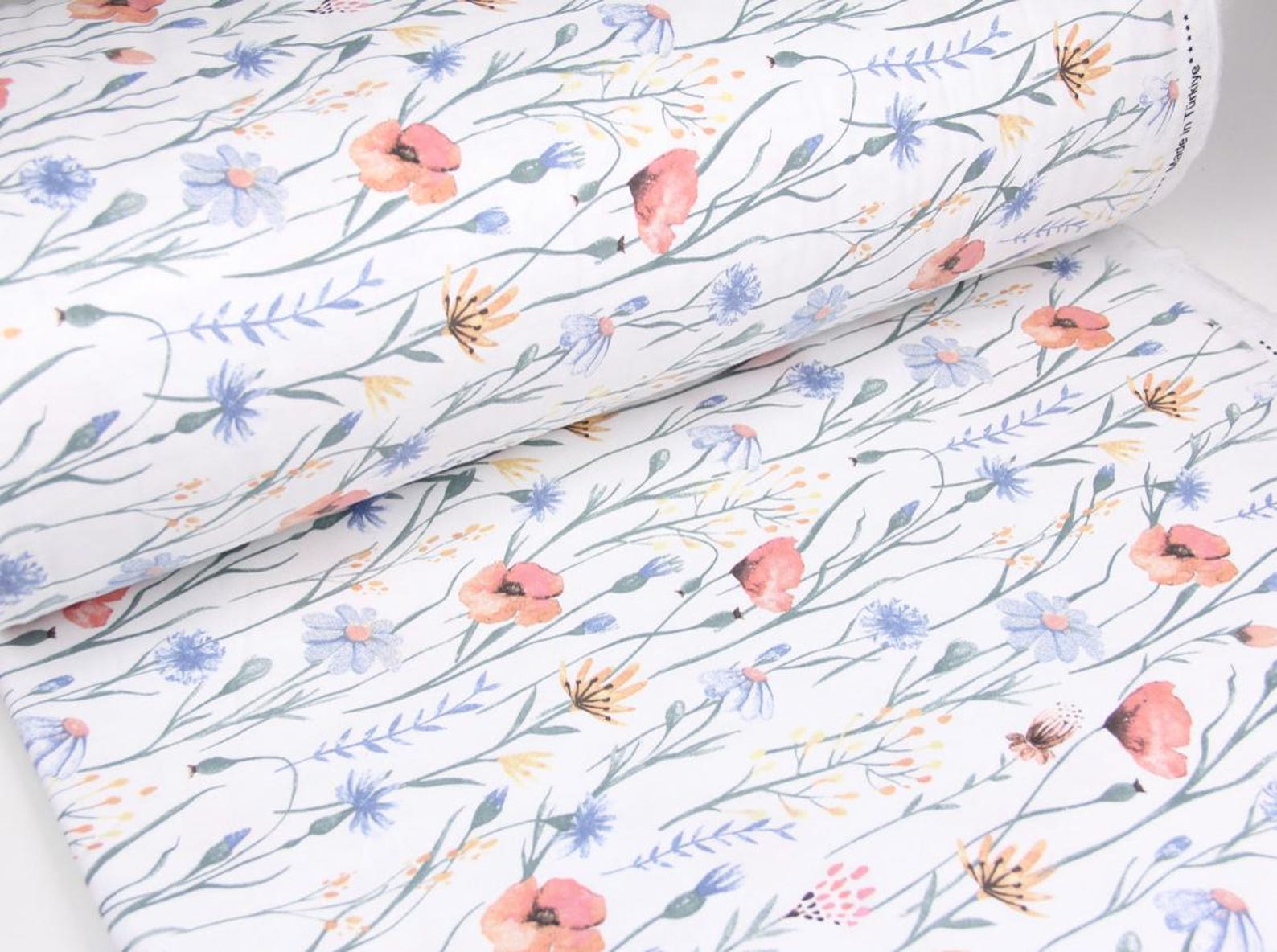 Red Poppies Flannel Fabric by Yard, Pink Poppy Flowers Flannel Yard ...