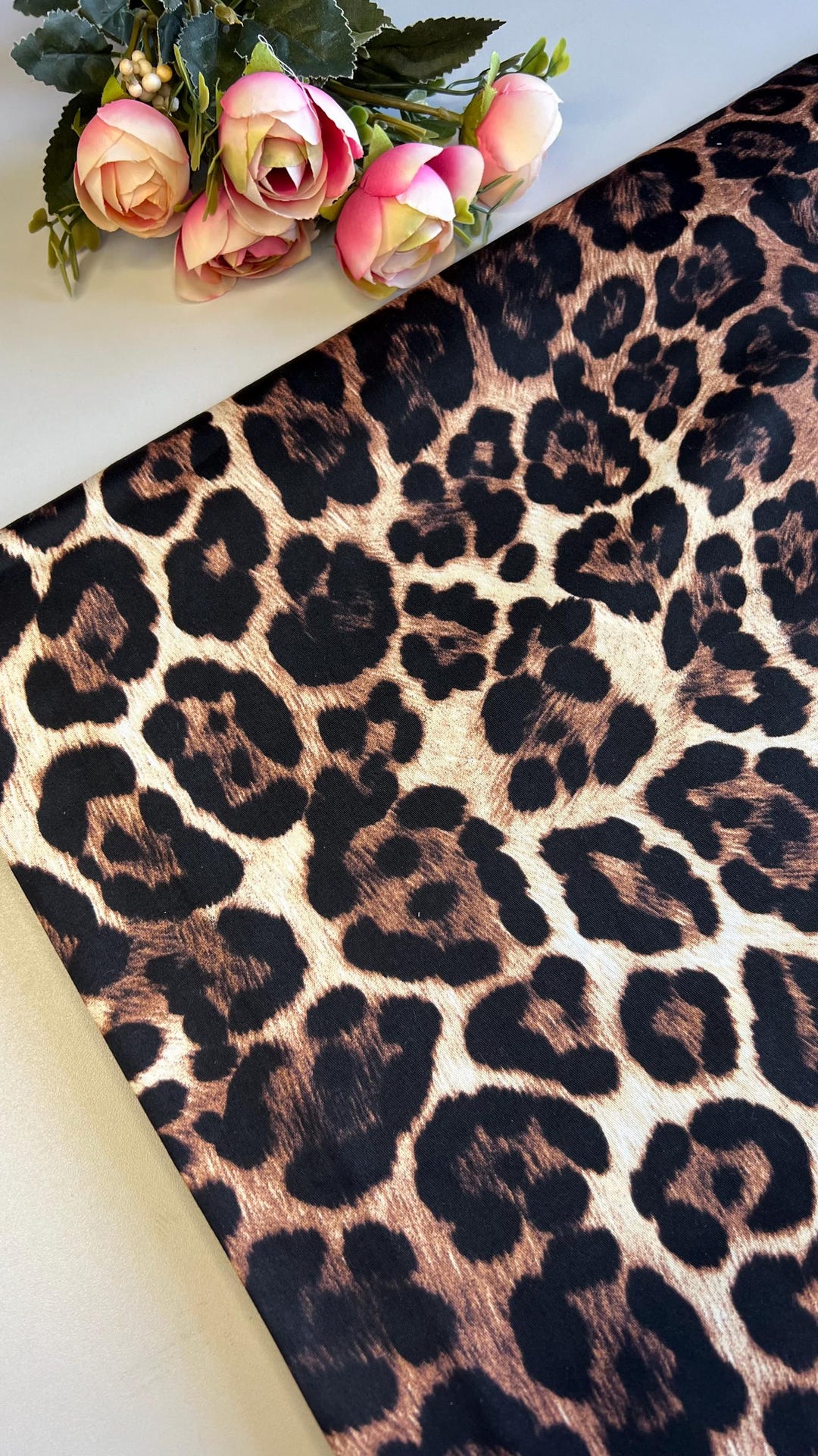Brown Leopard Satin Fabric by Yard, Satin Leopards Cotton Fabric ...