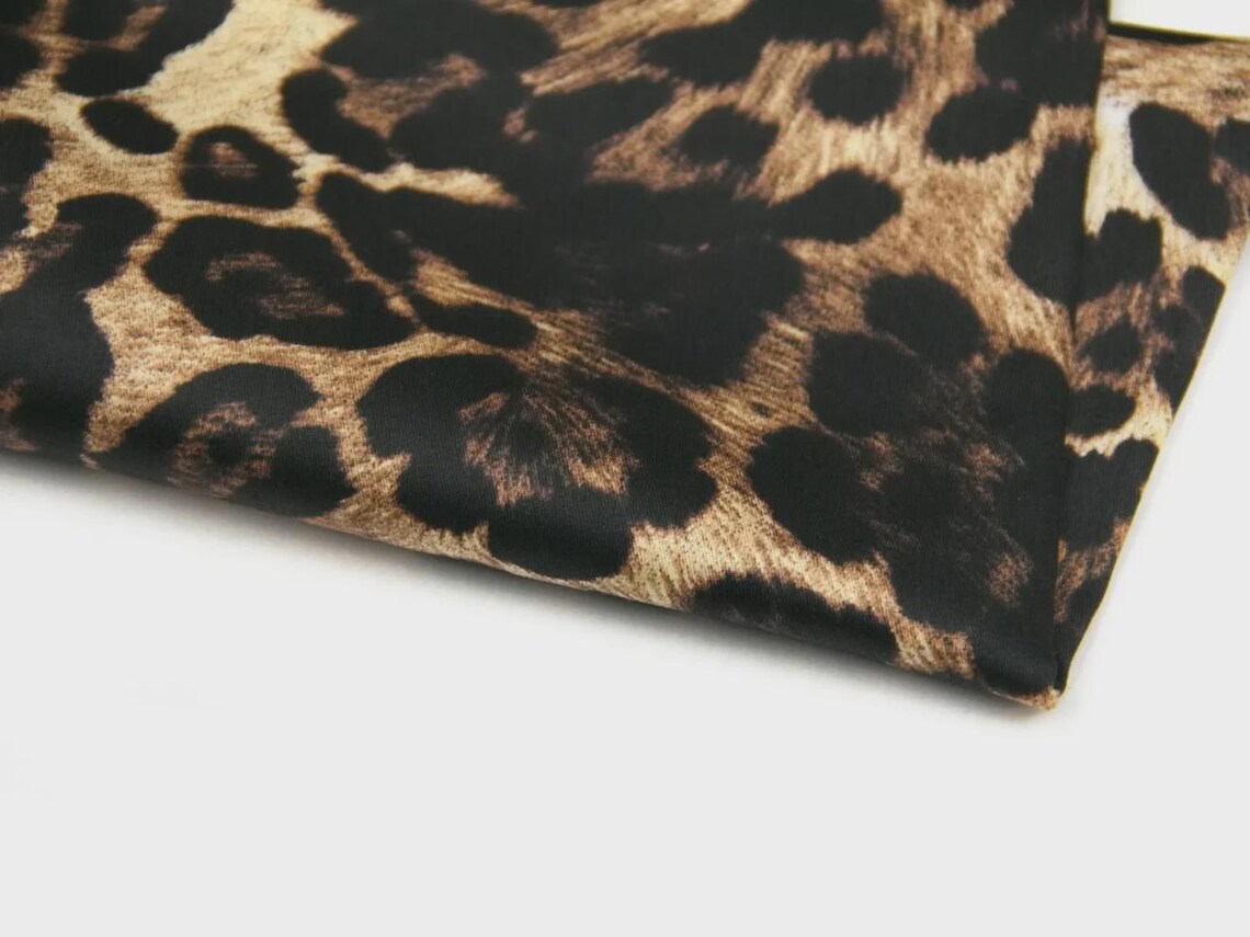 Brown Leopard Satin Fabric by Yard, Satin Leopards Cotton Fabric ...