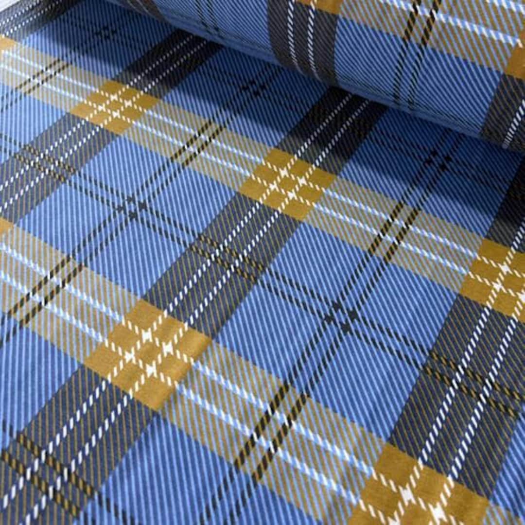 Blue Yellow Plaid Flannel Fabric, Blue Yellow Flannel by Yard, Blue ...