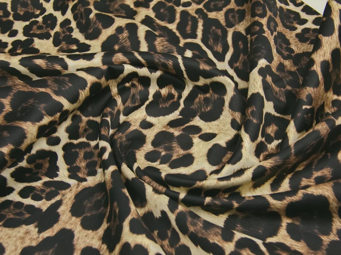 Brown Leopard Satin Fabric by Yard, Satin Leopards Cotton Fabric ...