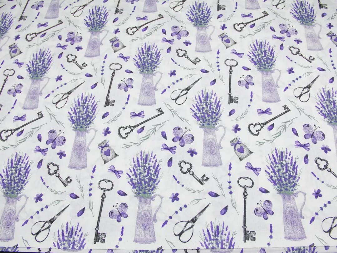 Lavender Cotton Fabric by Yard, Lavender Flowers Cotton Yard, Violet ...