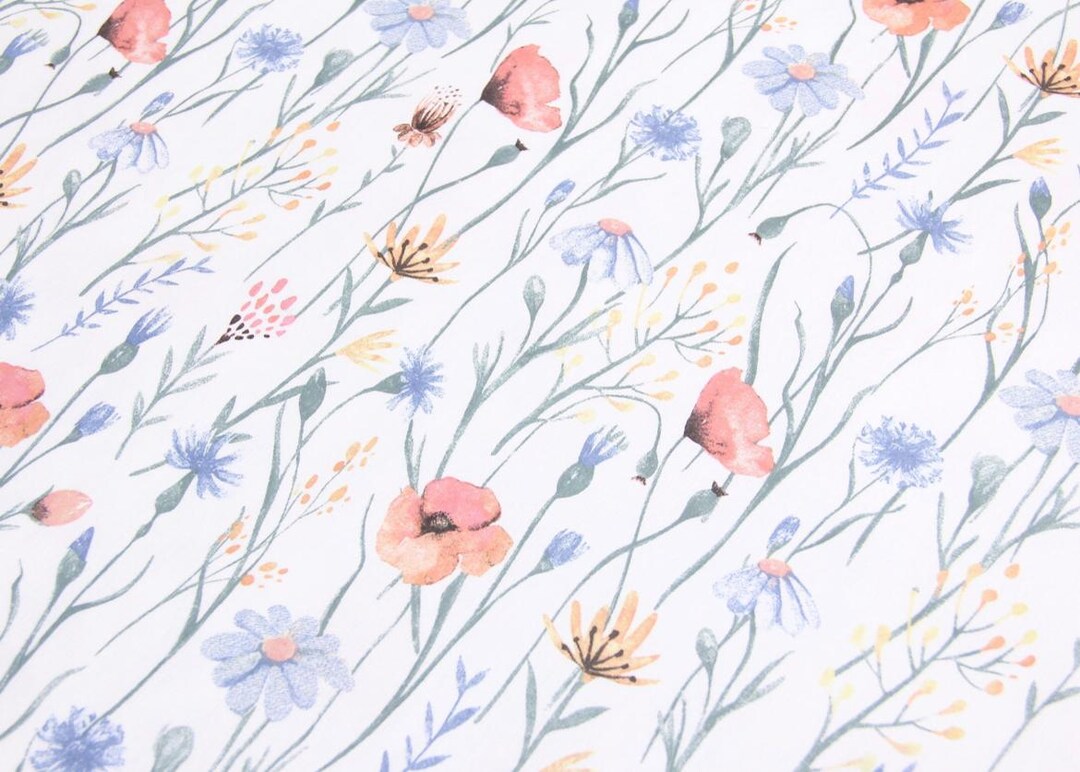 Red Poppies Flannel Fabric by Yard, Pink Poppy Flowers Flannel Yard ...