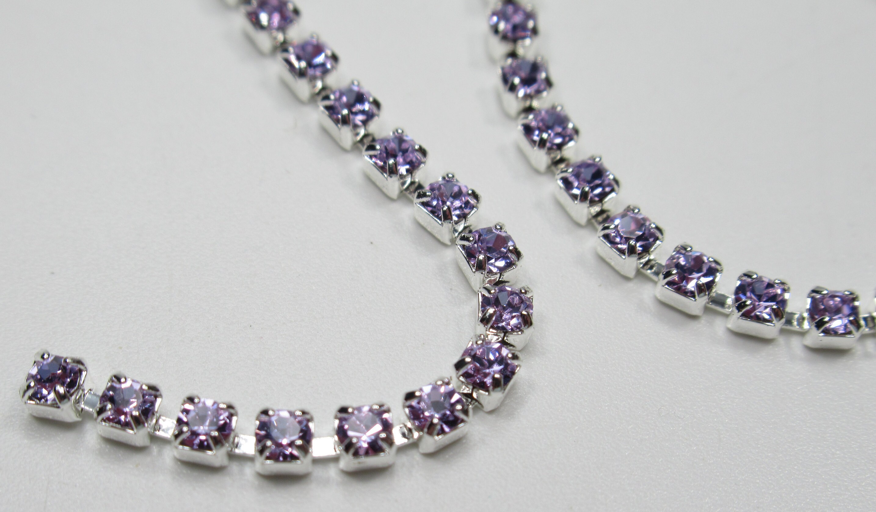 2mm Violet Purple Rhinestone Chain Silver Setting Violet | Etsy