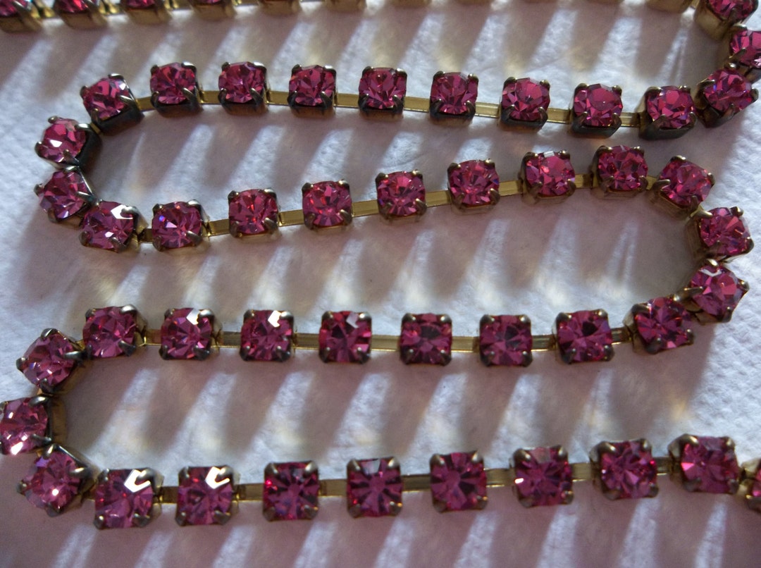 3mm Pink Rhinestone Cup Chain Brass Setting Rose Pink - Etsy